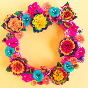 How to Make a Gorgeous Fiesta Flower Wreath - Design Improvised